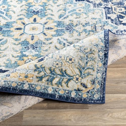 Livabliss Odelia Vintage Bohemian Area Rug,5'3" x 7'3",Navy/Sky Blue