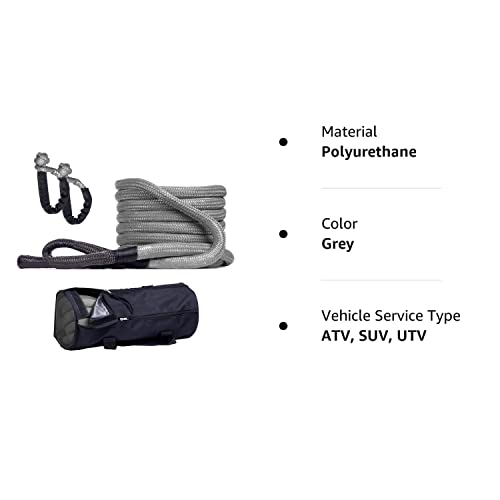 Terruva 1” x 30ft Kinetic Recovery Rope Kit - Recovery Rope - Kinetic Rope - Kinetic Tow Rope - Kinetic Rope Recovery - Perfect for ATV SUV UTV - Includes 2 Soft Shackles & Storage Bag