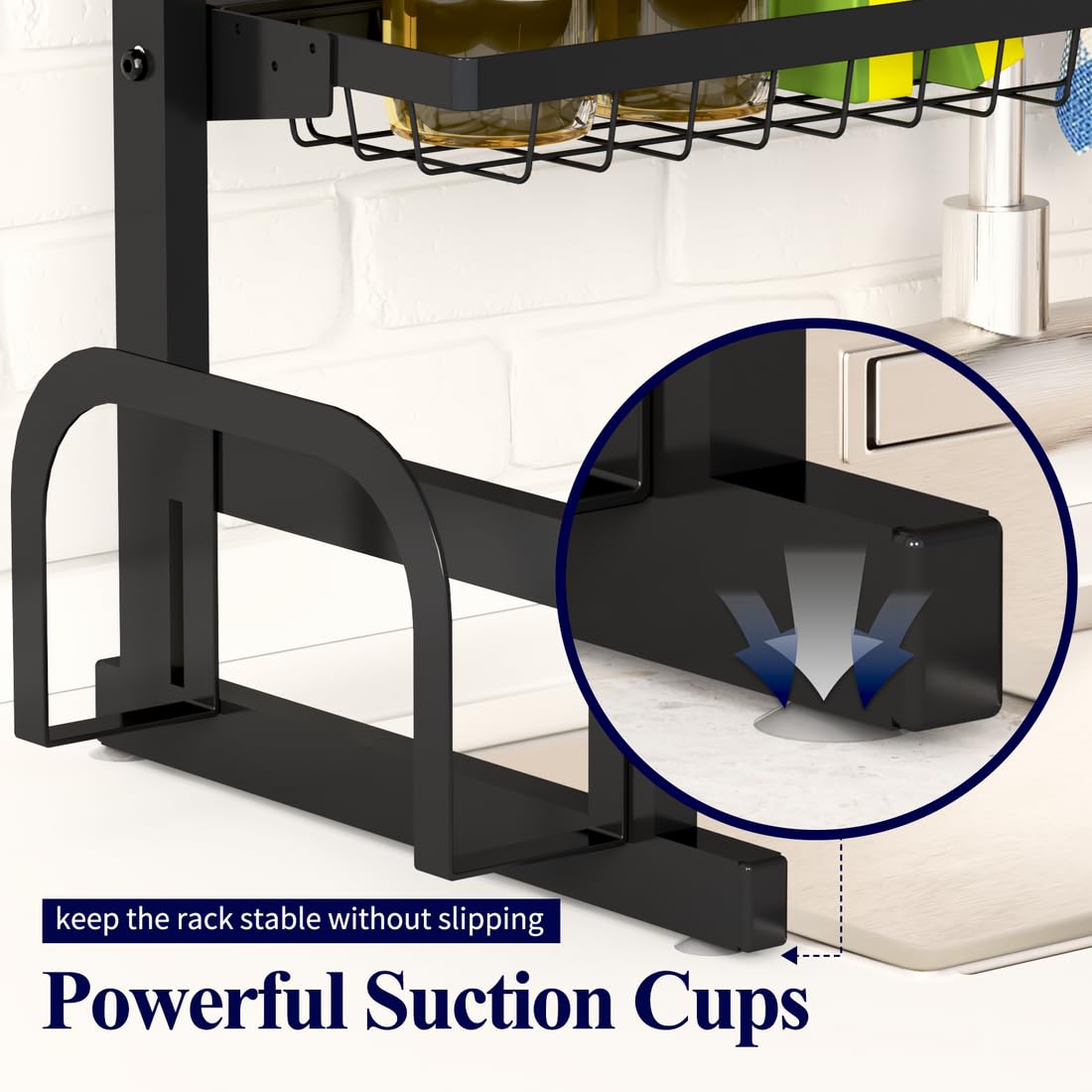 Kitsure Over The Sink Dish Drying Rack - 23.6" to 35"x21.2", Adjustable Sink Drying Rack for Kitchen Sink with Large Capacity, 2-Tier Dish Rack Over Sink with Multifunctional Baskets,Black