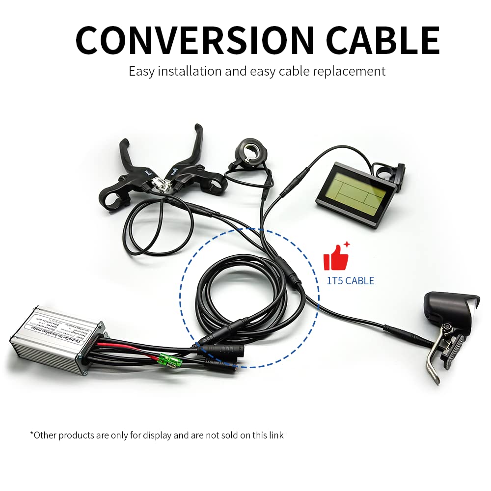 HUDAMZKY Electric Bike 1T4 1T5 Waterproof Cable Controller Light Ebrake Throttle Display E-Bike Cable Conversion Accessories(1T5)