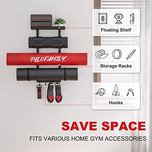PeloFamily Bike Seat and Yoga Mat Holder Wall Mount, Home Gym Accessories