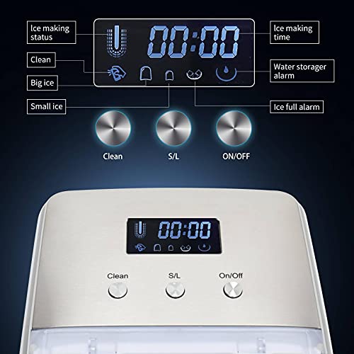 NA 120V 150W 44lbs/20kg/24h Ice Maker ABS Transparent Cover/Display Commercial/Home Silver