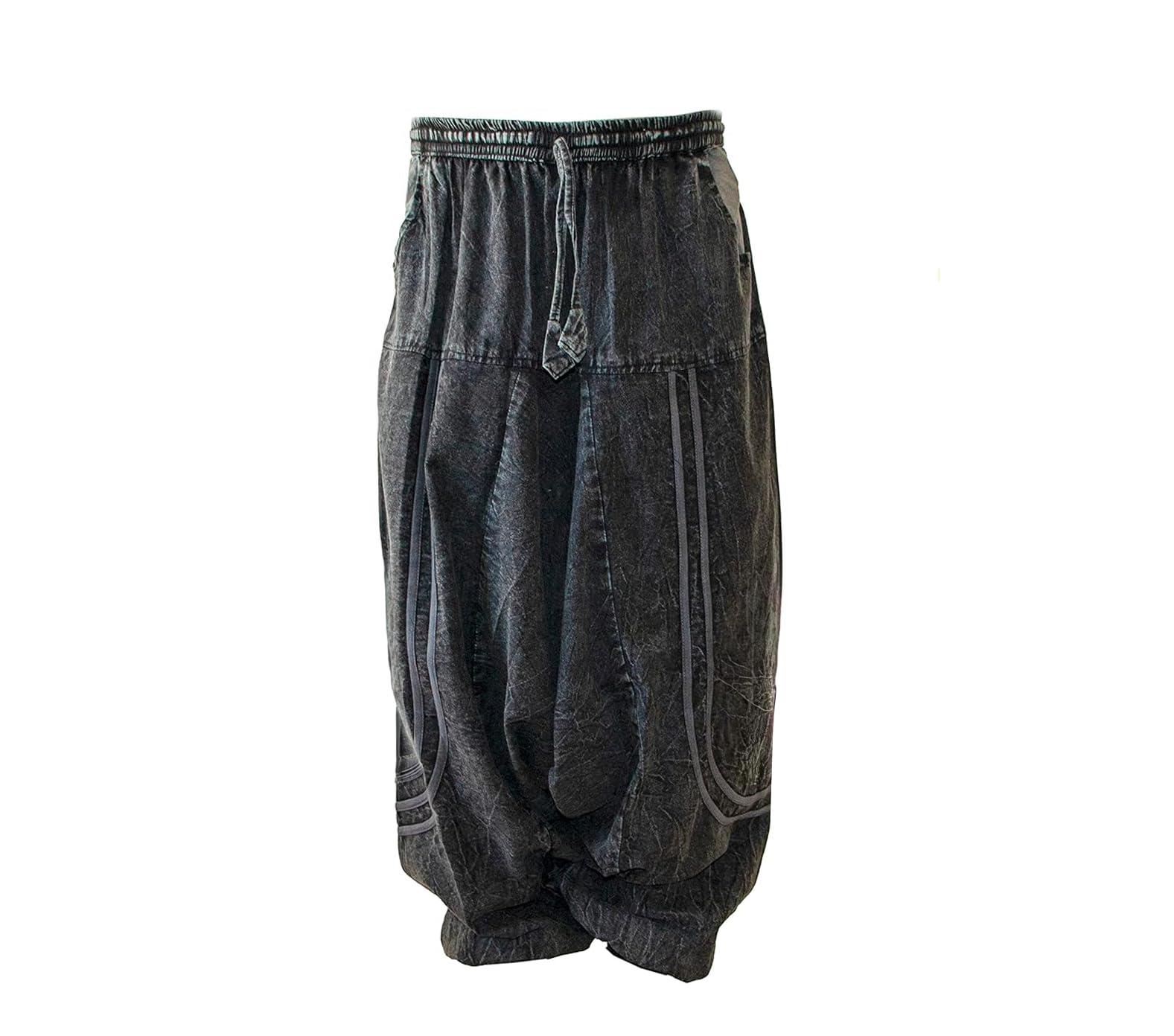 manakamana Mens Yoga Harem Pants, Cotton Drop Crotch Pants, Festival Low Crotch (US, Alpha, Small, Large, Regular, Regular, Grey)