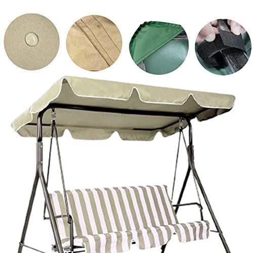 Swing Canopy Replacement Top, Outdoor Patio Swing Canopy Replacement, 3 Seat Swing Canopy Replacement CoverĀ for Porch Patio Garden Seat (Beige/64 * 44 * 5.9)