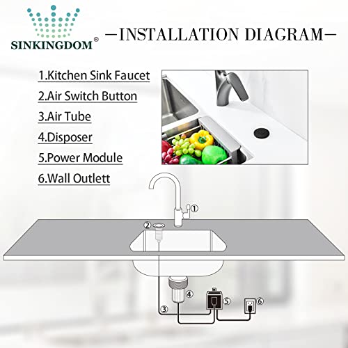SINKINGDOM Garbage Disposal SinkTop Air Switch Kit with Long Button,Brass Made Cover,UL,Matte Black