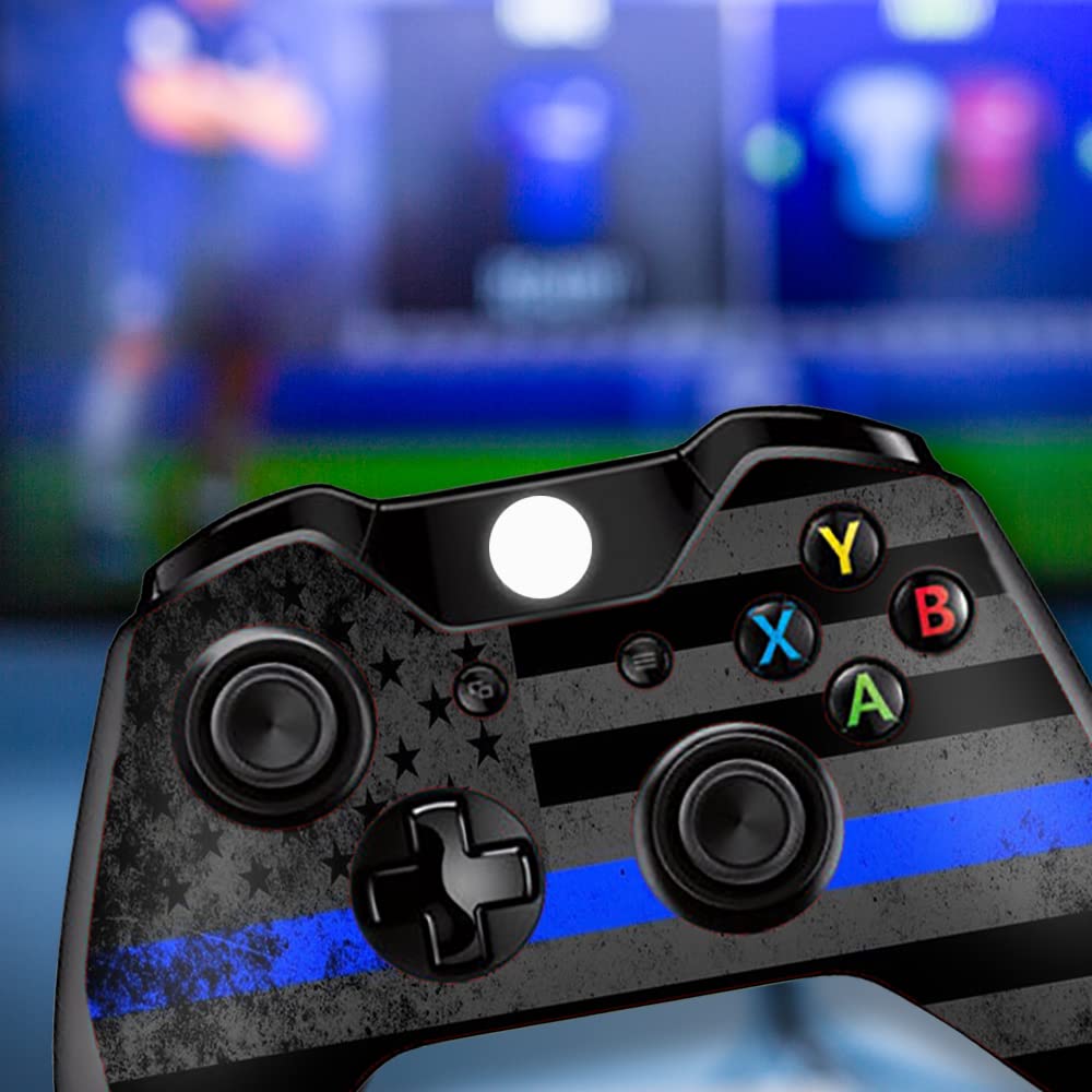 It's A Skin Skins Vinyl Decal Wrap Compatible with Xbox One S Controller | Skins Stickers Cover | Thin Blue Line Distressed Dark Flag