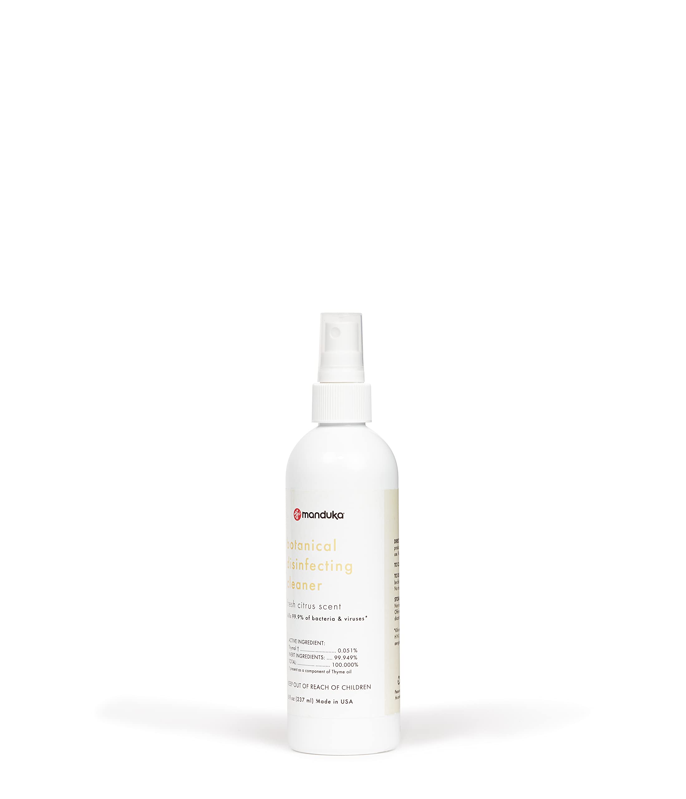 Manduka Yoga Botanical Disinfectant Cleaner - Plant Based, Clean and Disinfect, Non Irritating, Fresh Scent, Citrus, 8oz (227ml)