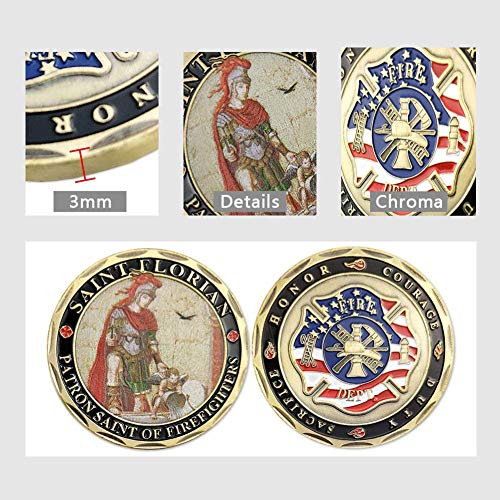 St. Florian Patron Saint of Firefighters with Prayer Challenge Coin