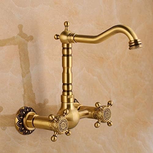 TECKI Kitchen Taps Faucet Bathtub Shower Faucet W/Brass Spray Wall Mount Hot and Cold Water Mixer Tap Bathroom Faucets Dual Handle 360 Swivel