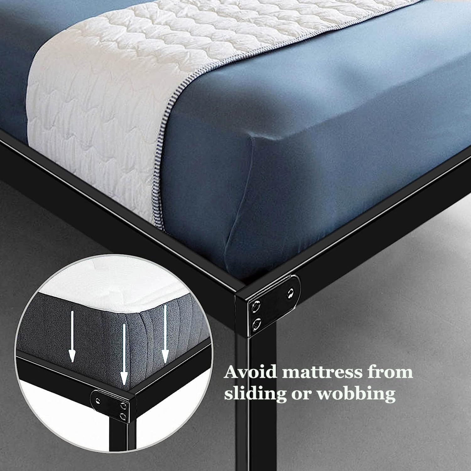 INNAPER 14/16/18 Inch High Metal Platform Bed Frame No Box Spring Needed, Heavy Duty Construction,Steel Slat Support,Easy Assembly, Noise Free (14 Inch, Full)