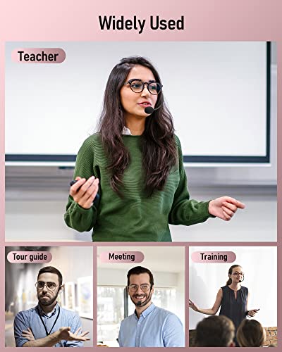 Uonkeus Portable Rechargeable Voice Amplifier Mini Wired Microphone Headset & Waistband Personal Power Amplifiers Loudspeaker for Teachers, Coaches, Tour Guides, Meeting, Presentation (Rose Gold)