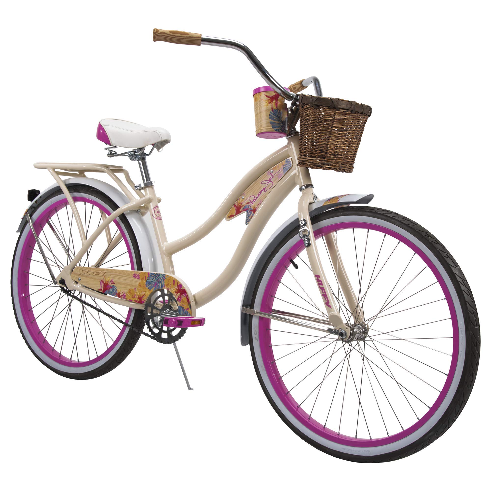 Huffy Panama Jack Women's Beach Cruiser Bike 26 inch 6-Speed, Lightweight, Pearl White
