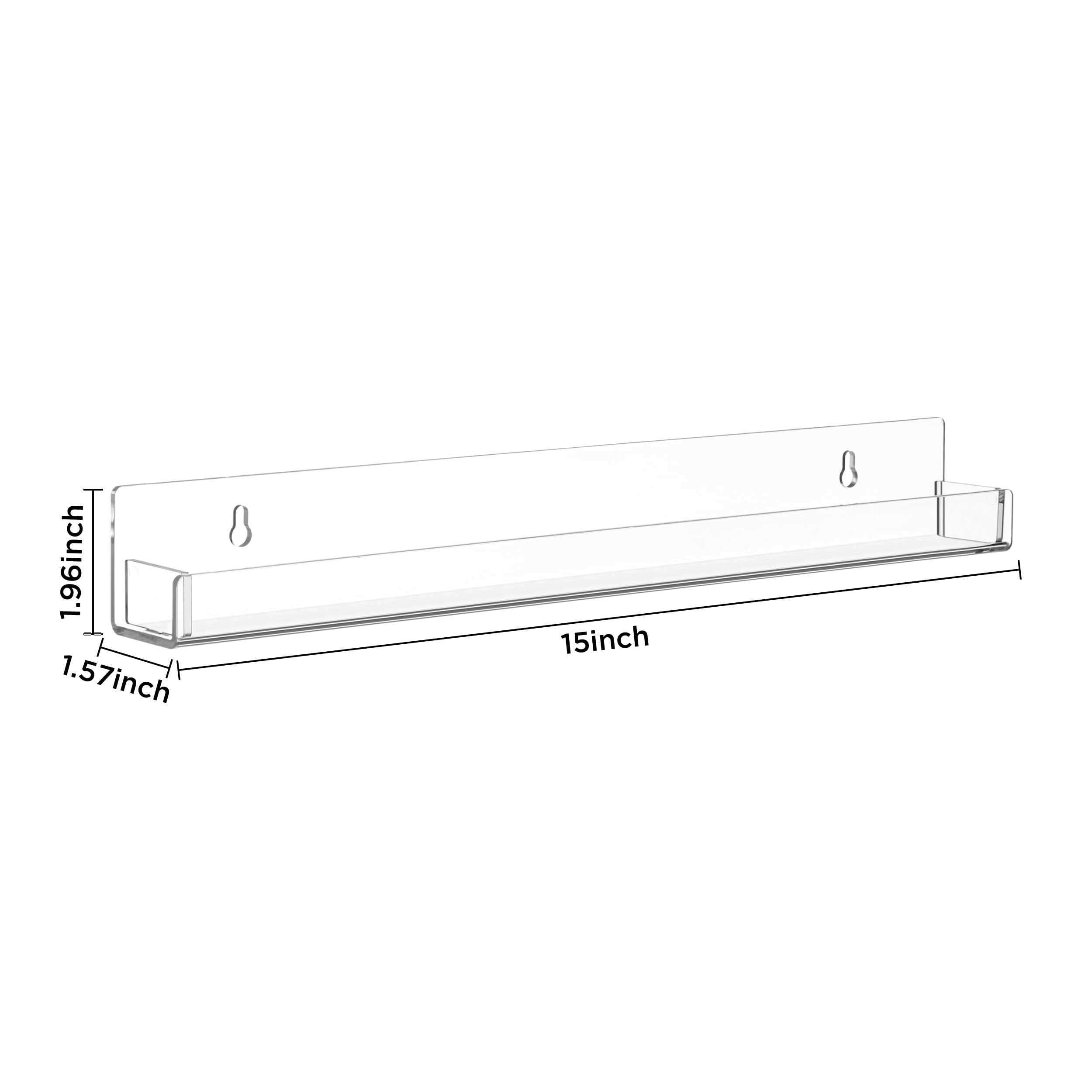 HBlife Clear Acrylic 15 Inch Floating Bookshelf for Kids Room Invisible Wall Mounted Hanging Book Display Shelves Modern Picture Ledge Display Storage Organizer, 6 Pcs