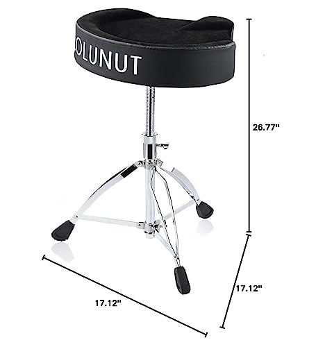 LOLUNUT Drum Throne,Drum Stool Height Adjustable Chair,Heavy Duty Motorcycle Style Seat with 5A Drum Sticks for Drummers