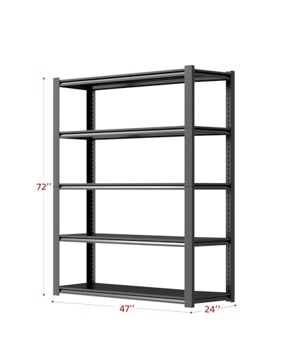 Welfiya 72H Heavy - Duty Shelving: Ultimate for Garage Storage. Sturdy, Durable, Easy - to - use. Ideal for Plastic Bins & Tool Storage in garages, Warehouses & basements. (002, 24D*47W*72H)