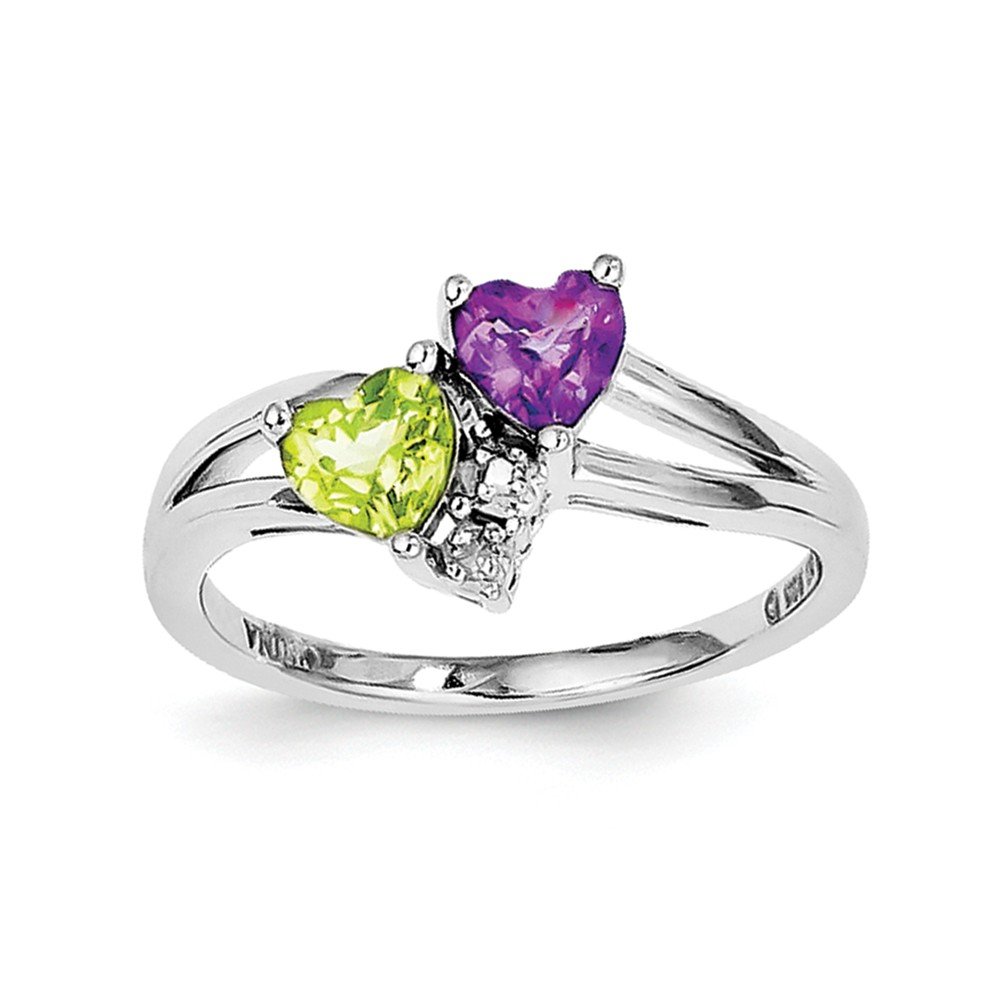 JOlivers Sterling Silver Amethyst & Peridot Diamond Ring
