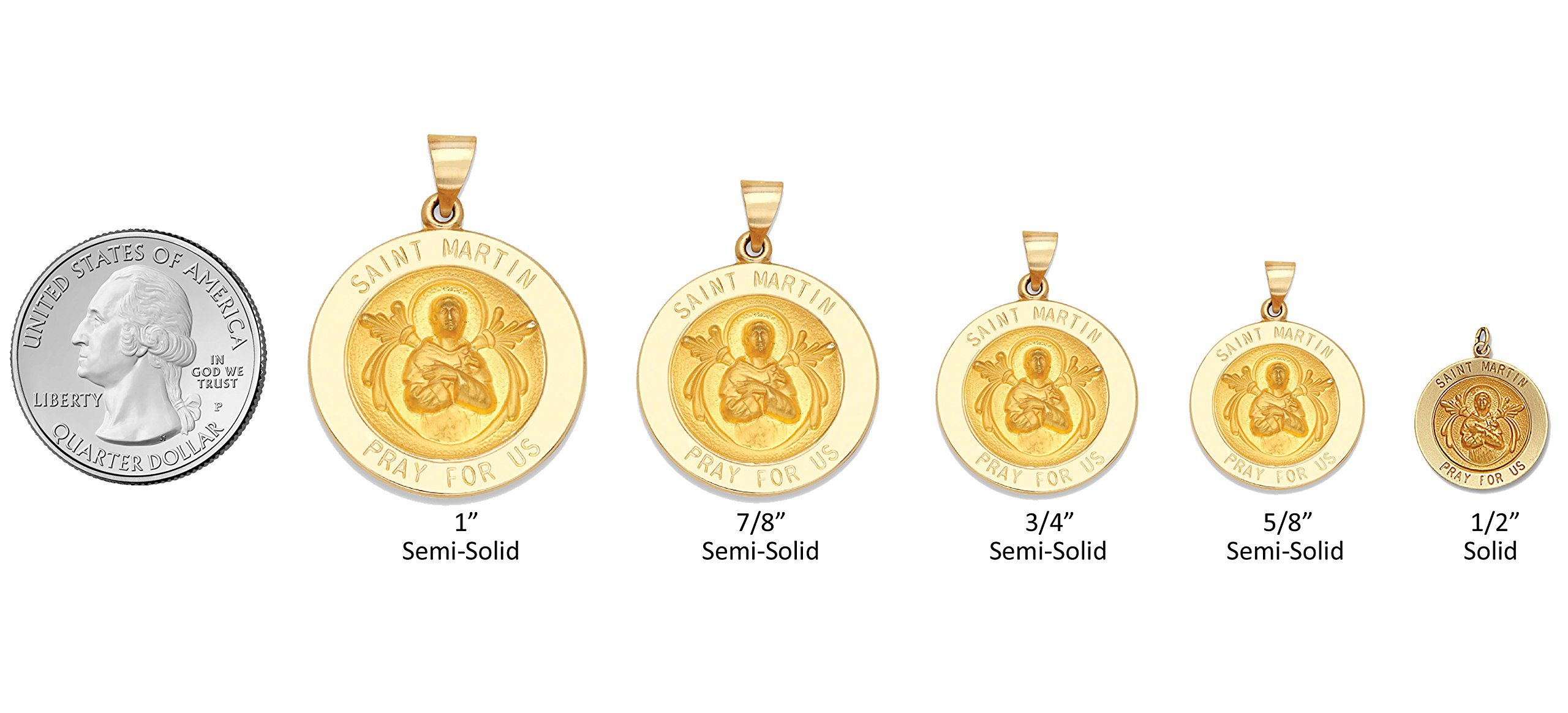ITI Findings Genuine 14K Yellow Gold Round Saint Martin de Porres Medal (7/8")
