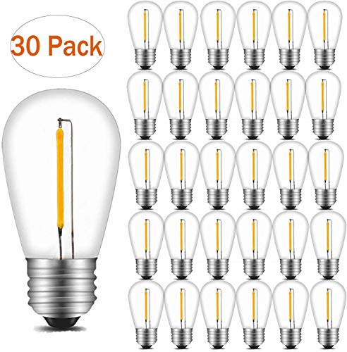 INNOCCY Edison LED S14 Light Bulbs 1W 140 Lumen 2700K Soft-warm Vintage Style Waterproof Bulb Perfect for Outdoor String Lights 30 Pack