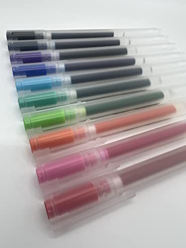 Moma Muji Gel Ink Ball Point Pen 0.5mm 10-colors Pack with Original Pen Case,10 Count (Pack of 1)