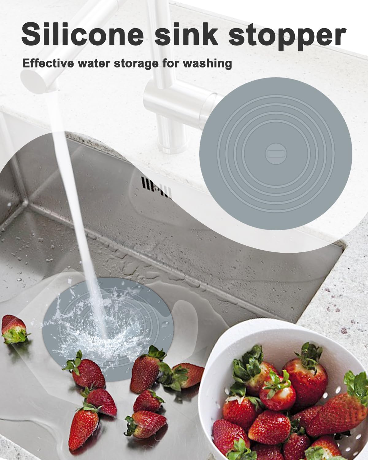 Kitchen Sink Drain Strainer, Flexible Sink Strainer with Stopper, 304 Stainless Steel Anti-Rust Mesh Sink Strainer, Wokdada Revolutionary Clog-Free Food Catcher for Garbage Disposal