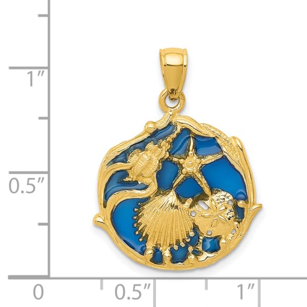 IceCarats 14K Yellow Gold Blue Shell Necklace Charm Pendant Acrylic Only