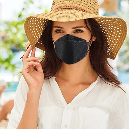 YHDOLL 100 Pcs KF94 Disposable Black Face Masks For Adult 4-Ply Breathable Face Masks 3D Mouth Shields Filter Full Face Cover(10 Pcs/ Pack Black)