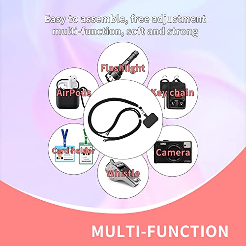 YAFIYGI 2Pack Patch Phone Crossbody Lanyard Universal Cell Phone with Adjustable Nylon Neck Strap,Nylon Wrist Straps, PVC Phone Patch with Metal Ring (White+Black)