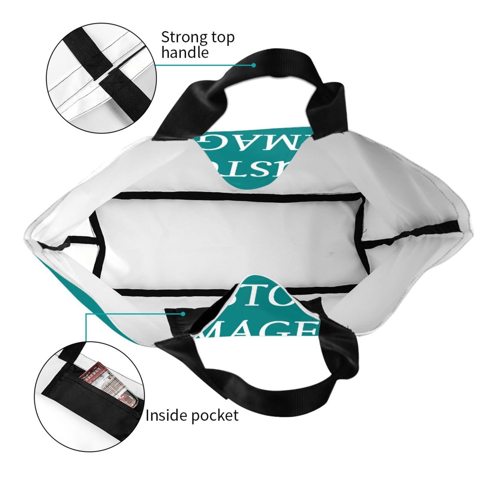 Personalized Shoulder Bag with Custom Image Text Tote Bag Customizable Bag For Women Teal