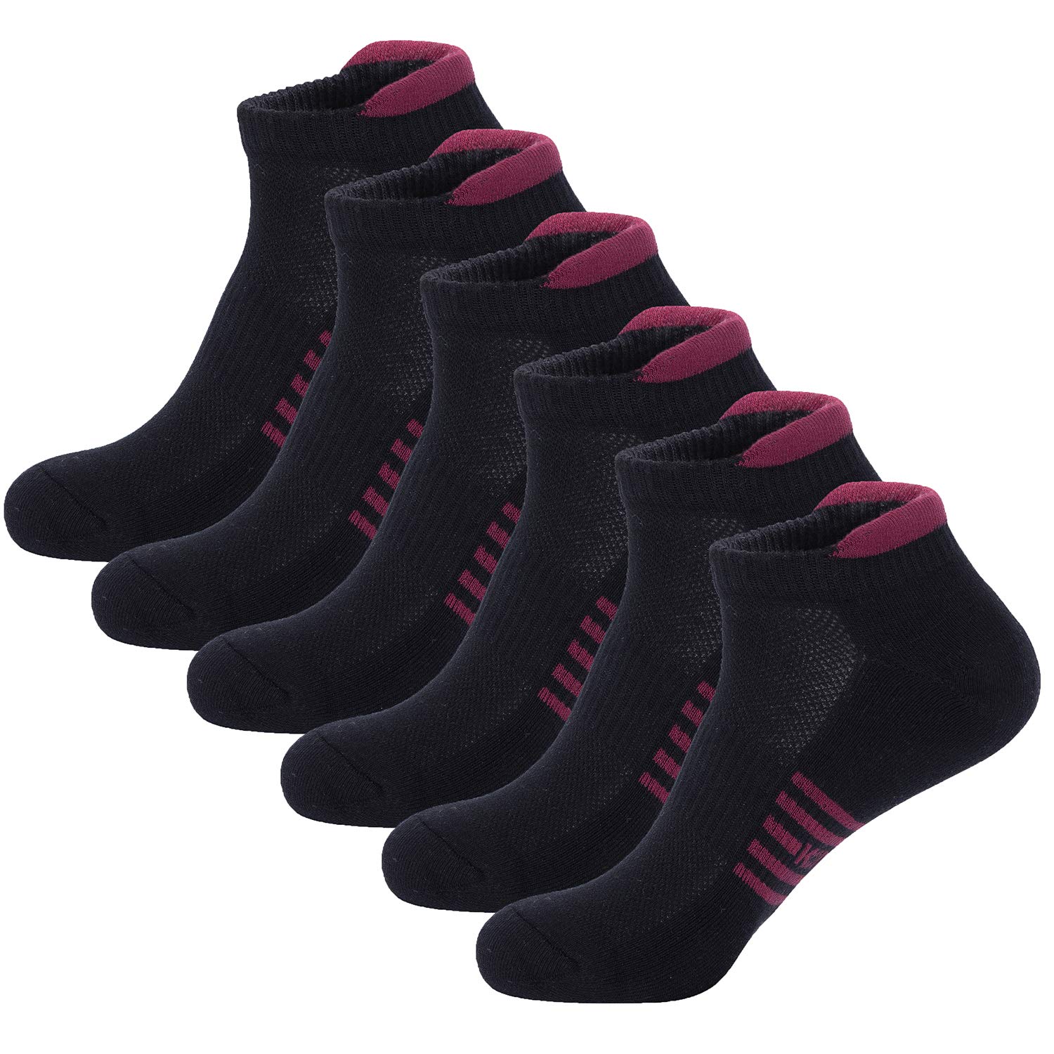 KONY Cotton Cushioned Ankle Socks for Men and Women - Low Cut Athletic Running Tab Socks (6 Pairs) (Dark Gray, Medium)