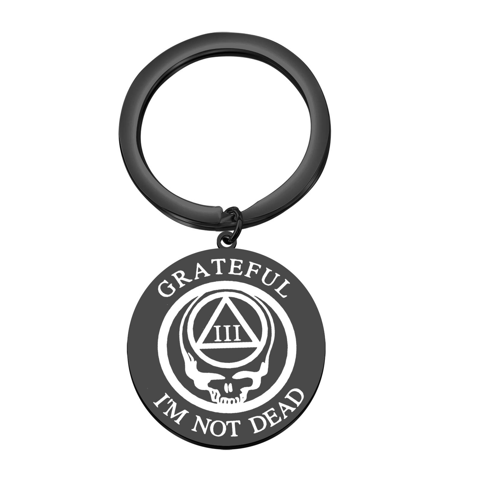 MAOFAED 1 Year 2 Years 3 Years 4Years 5 Years Sobriety Anniversary Keychain Sobriety Gift Sobriety keychain AA Recovery Jewelry AA Gift (grateful AA III black)