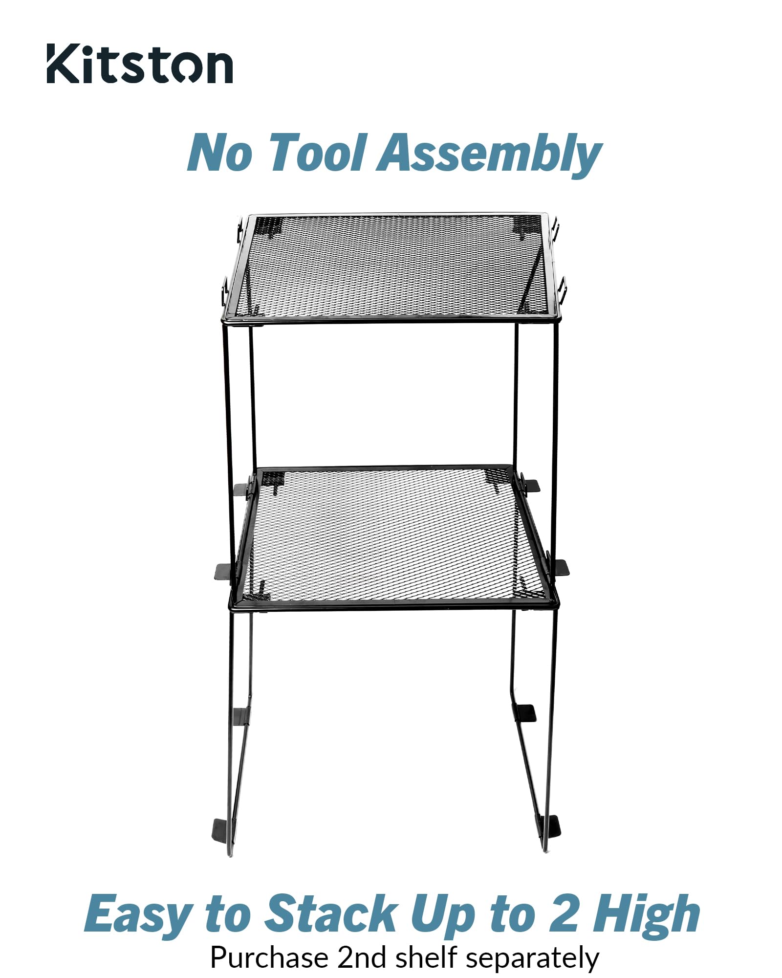 Kitston Metal Locker Shelf for School, Gym, or Work, Stackable, Use Also Under Sink and in Cabinets (Black)