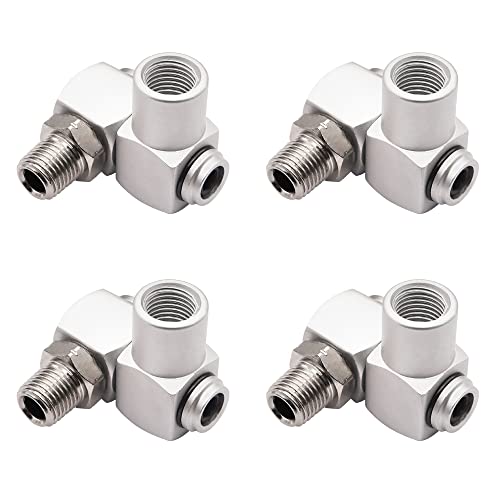 Ruibapa 4PCS 1/4Inch NPT Air Tool 360 Degree Swivel Fitting Portable Air Tool Adapter,Air Hose Connector P-020