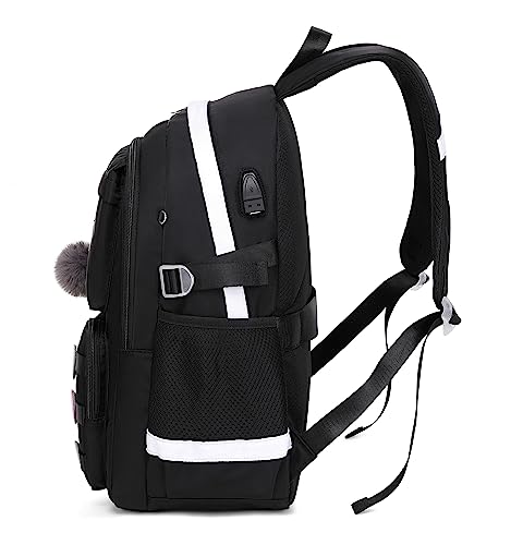 Wadirum Cute Laptop Backpack for Girl Fashion College Bag Women Backpack Purse Black