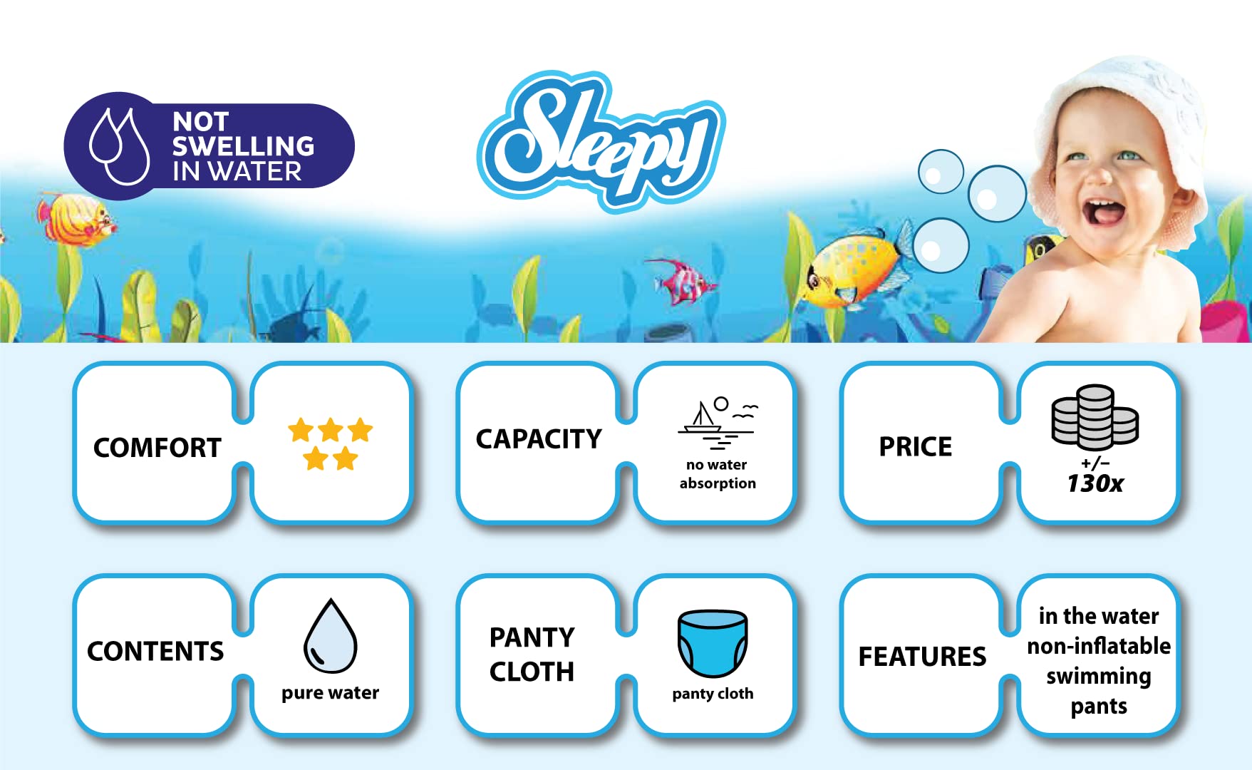 Swim Diapers, swim pants for Little Swimmers Size 5-6 (24-55 lbs, Count- 14 PCs), Disposable diaper for Splashers