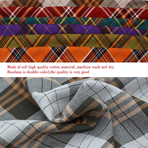 YUANKEXIANG Fall Bandana for Dogs 2 Pack - Christmas Pet Triangle Scarf Classic Plaid Reversible Bibs Kerchief Saliva Towel Set Pet Costume Accessories for Small Medium Large Dogs Cats