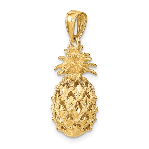 IceCarats 14K Yellow Gold Hawaiian Pineapple Necklace Tropical Fruit Pendant Summer Beach Charm 27mm x 11mm Only