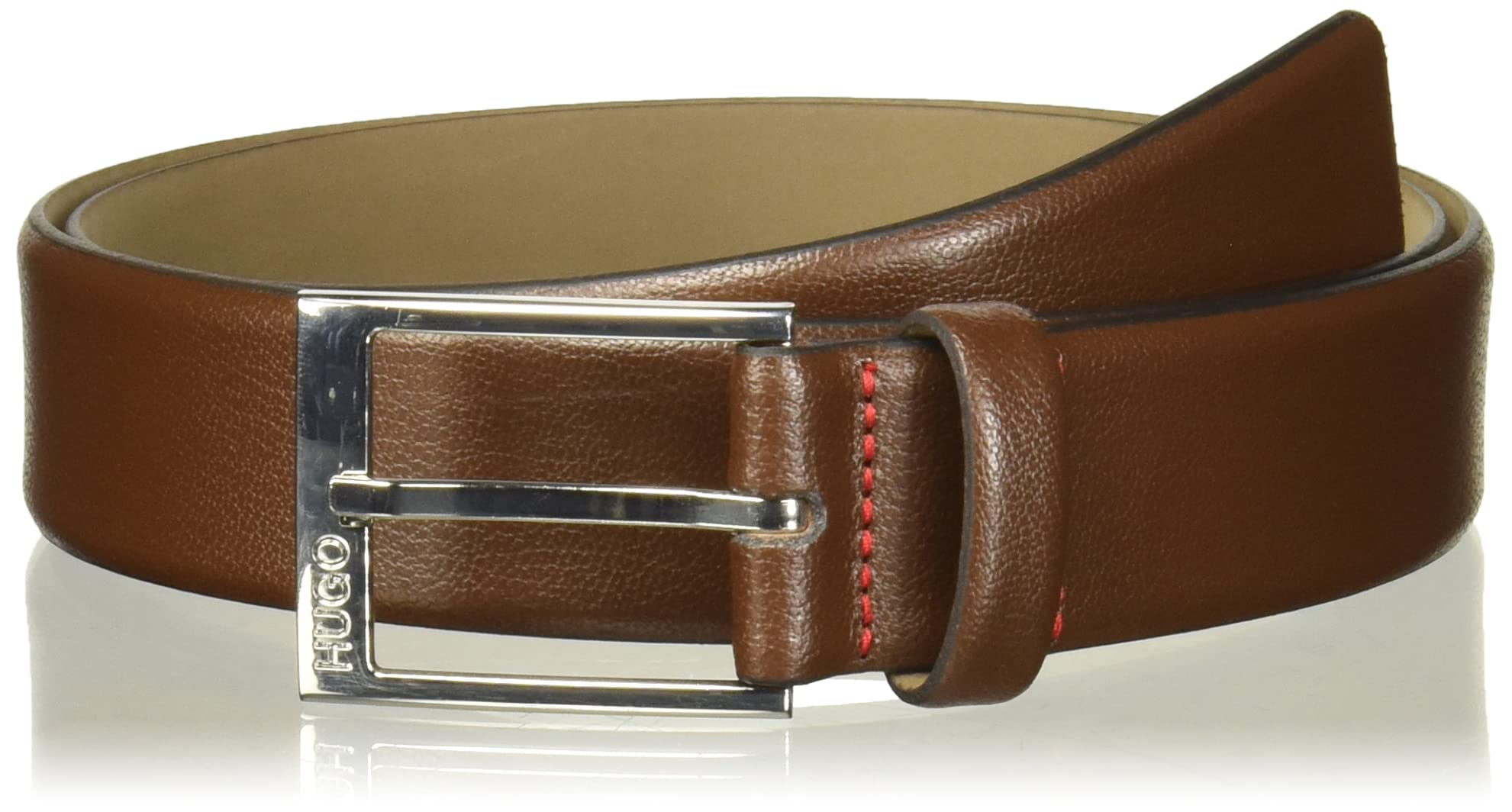 HUGO BOSSMen's Gellot Belt in Grainy EmHUGO BOSSed Leather, Dark Brown, 36