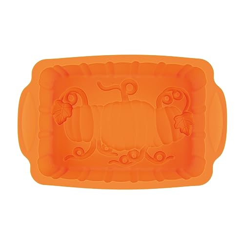 Supreme Housewares Pumpkin Loaf Pan Set of 2 Silicone Pumpkin Cake Baking Pan Tray Kitchen Baking Decoration Mold for Fall Harvest Halloween, Baking Loaf Pan