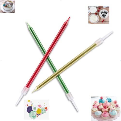 SHARESYNC Metallic Birthday Candles in Holders Birthday Cake Candles Long Thin Cupcake Candles for Wedding Party Decoration(24 Pieces) (Green)