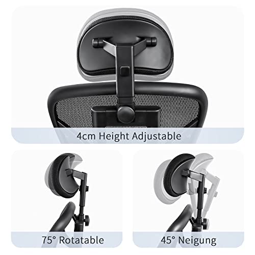 WAFTING Office Chair, Large and Tall Desk Chair, Adjustable Backrest Computer Chair with Thick Seat Cushion, 3D Adjustable Headrest, Lumbar Support and Armrest,Home Office Ergonomic Chair Black
