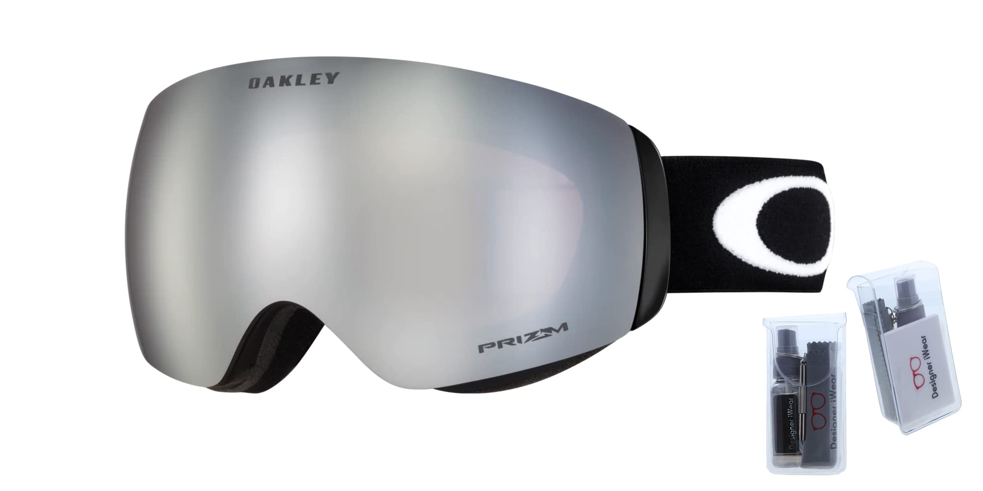 Oakley Flight Deck M OO7064 Black w/Prizm Black Iridium Ski Goggles For Men For Women + BUNDLE with Designer iWear Eyewear Kit