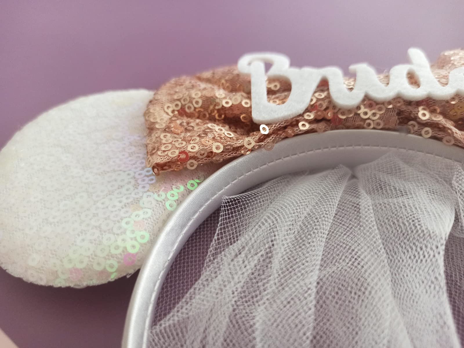 MapleLeaf Bride To Be Minnie Ears Headband, White Bridal Veil, Honeymoon Ears for Engagement Party or Bachelorette (White)