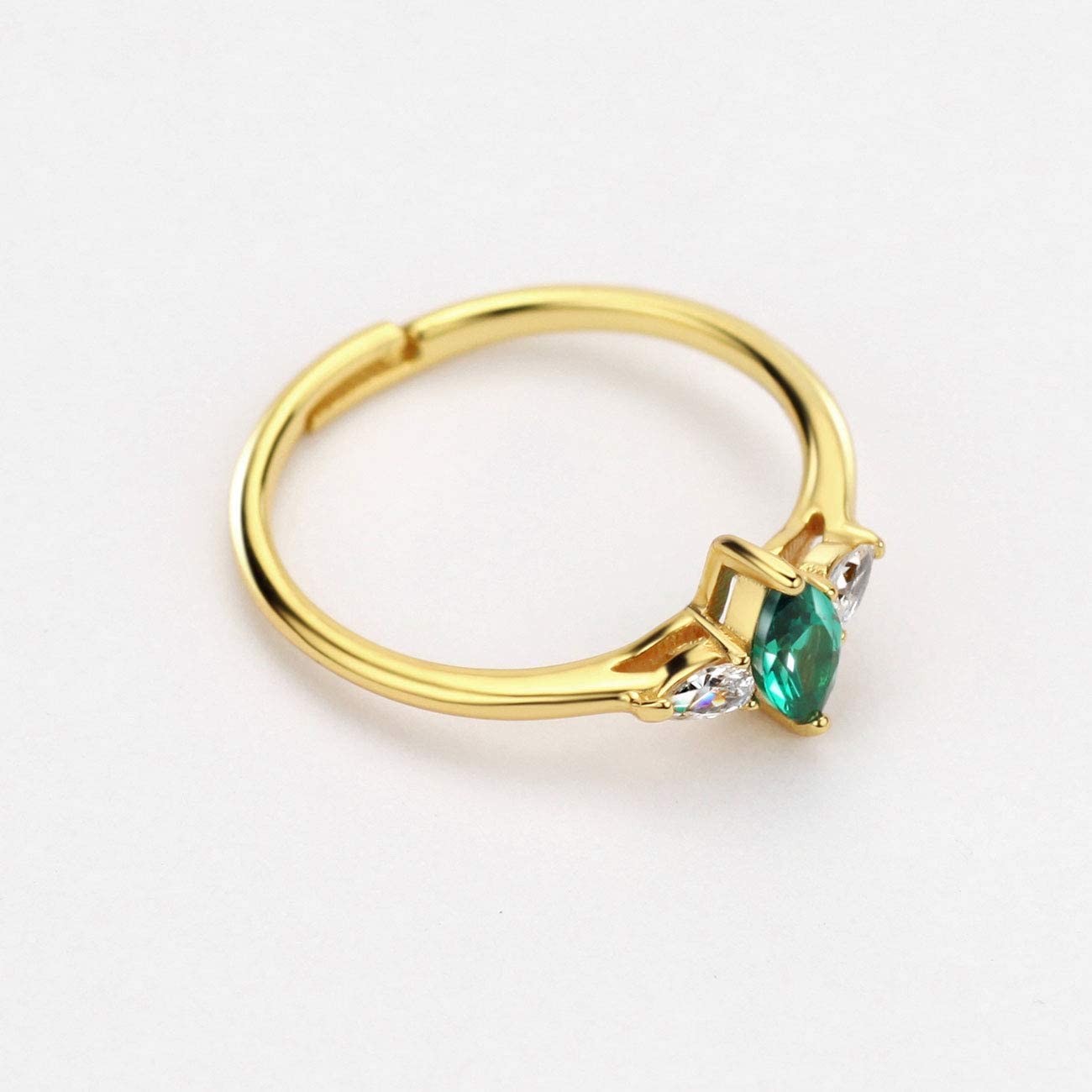 Michooyel 18K Gold Plated Dainty Emerald Rings Marquise Cut Diamond Sterling Silver Rings Cute Rings For Women