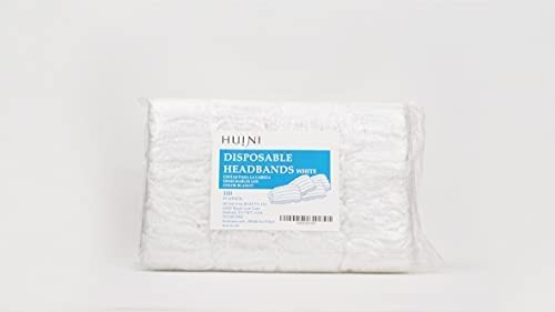 HUINI 100 Pcs Disposable Spa Non-woven Headbands, 100 Count CD-104