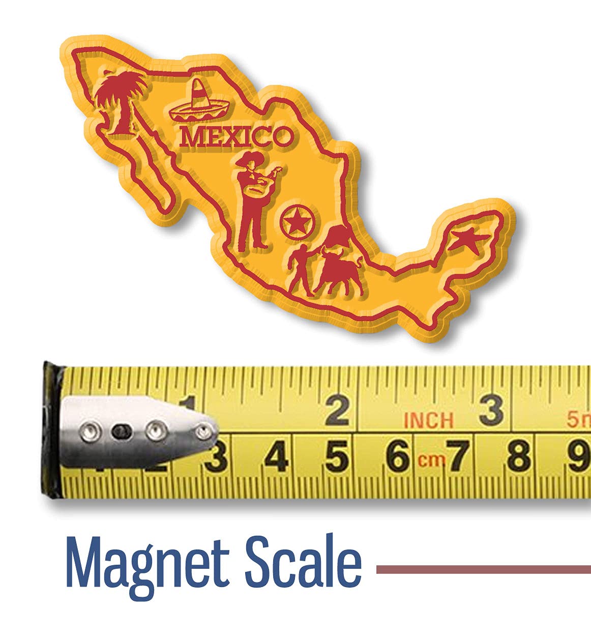 Mexico Small Map Magnet by Classic Magnets, Collectible Souvenirs Made in The USA