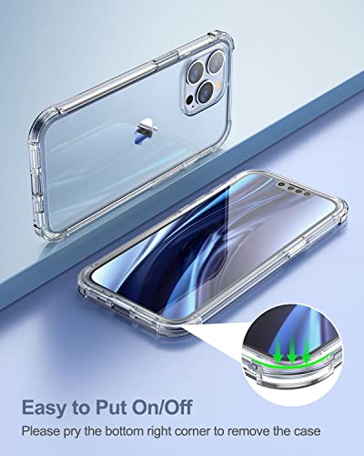 SURITCH for iPhone 13 Pro Clear Case 6.1" (Only), [Built-in Screen Protector] Full Body Protective Hard Shell+Soft TPU Phone Case for iPhone 13 Pro -(Full Clear)