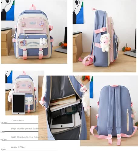 TOAOSET Kawaii Backpack 5Pcs Set Lightweight aesthetic backpack,Teens laptop computer cute backpacks for girls (girls backpack,one size)