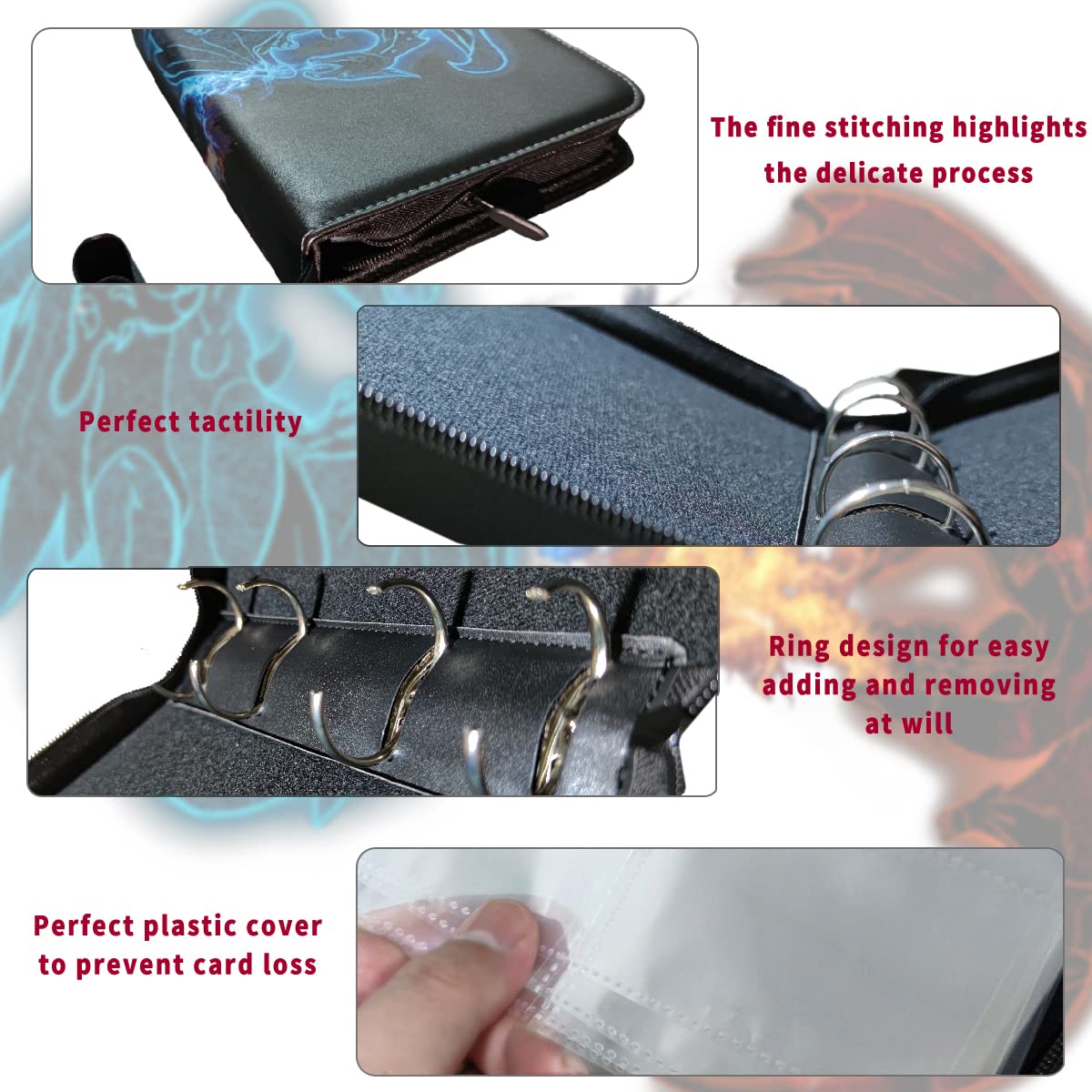 ONZEGATE Trading Card Binder, 9-Pocket Fits 720 Cards with Removable Sleeves, Portable and Protective