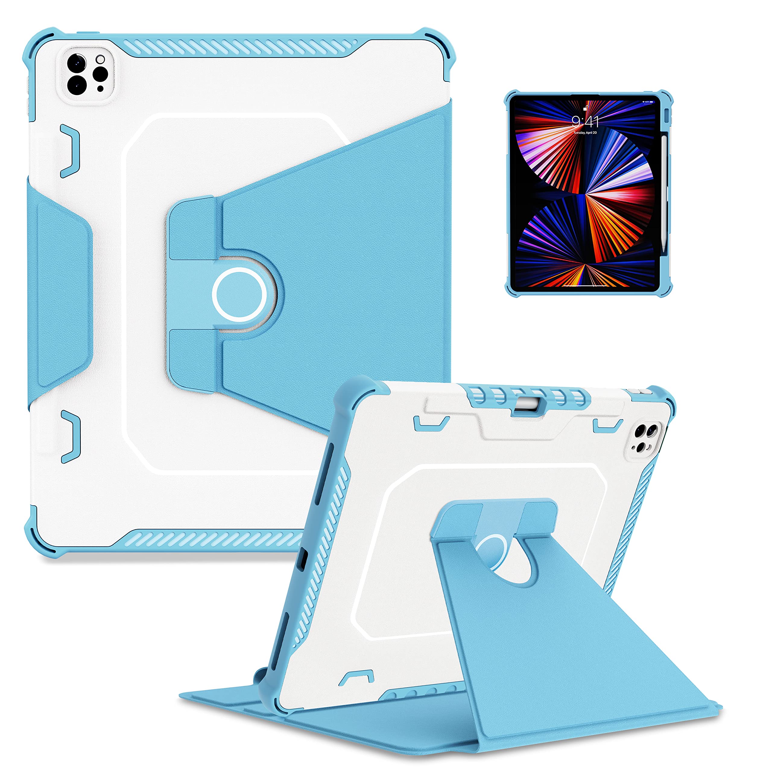 TASSKTO for iPad Pro 12.9 Case 6th Generation 2022,Dual Layer Leather Slim Case for 12.9 inch iPad Pro 5th/4th/3rd gen(2021 2020 2018) with Stand, Pen Holder, Auto Sleep/Wake