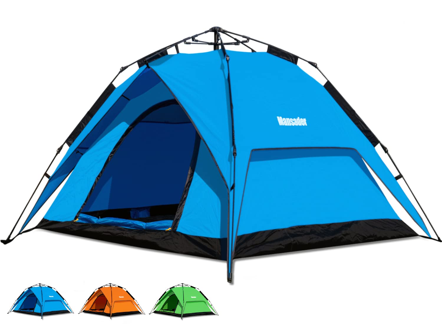 Mansader Pop Up Camping Tent 4 People Automatic Tents for Camping Instant Tent Waterproof Windproof for Camping Hiking Mountaineering